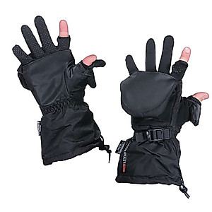 Striker Climate Crossover Waterproof Breathable Insulated Ice Fishing Mitts with Adjustable Wrist and Gauntlet Closure, Black, Large