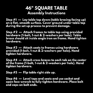 Coated Outdoor Furniture Heavy-Duty Portable Outdoor Picnic Table with Umbrella Hole, Punched Steel Commercial-Grade Patio Dining Furniture Made in America (46" Square Top, Brown)