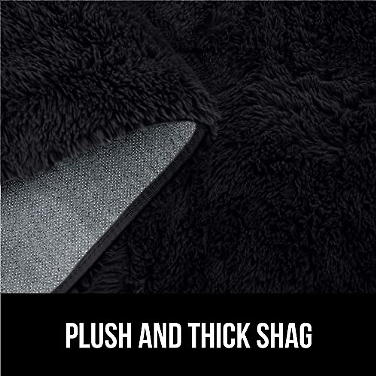 Gorilla Grip Soft Faux Fur Area Rug, Washable, Shed and Fade Resistant, Grip Dots Underside, Fluffy Shag Indoor Bedroom Rugs, Easy Clean, for Living Room Floor, Nursery Carpets, 6x9 FT, Jet Black