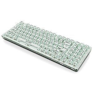 HUO JI Mechanical Gaming Keyboard USB Wired Compact with Clear Keycaps, RGB Side-Lit, Single Led Backlit, Number Pad, White Switch, Detachable Type C Cable, 94 Keys for PC/Computer/Laptop