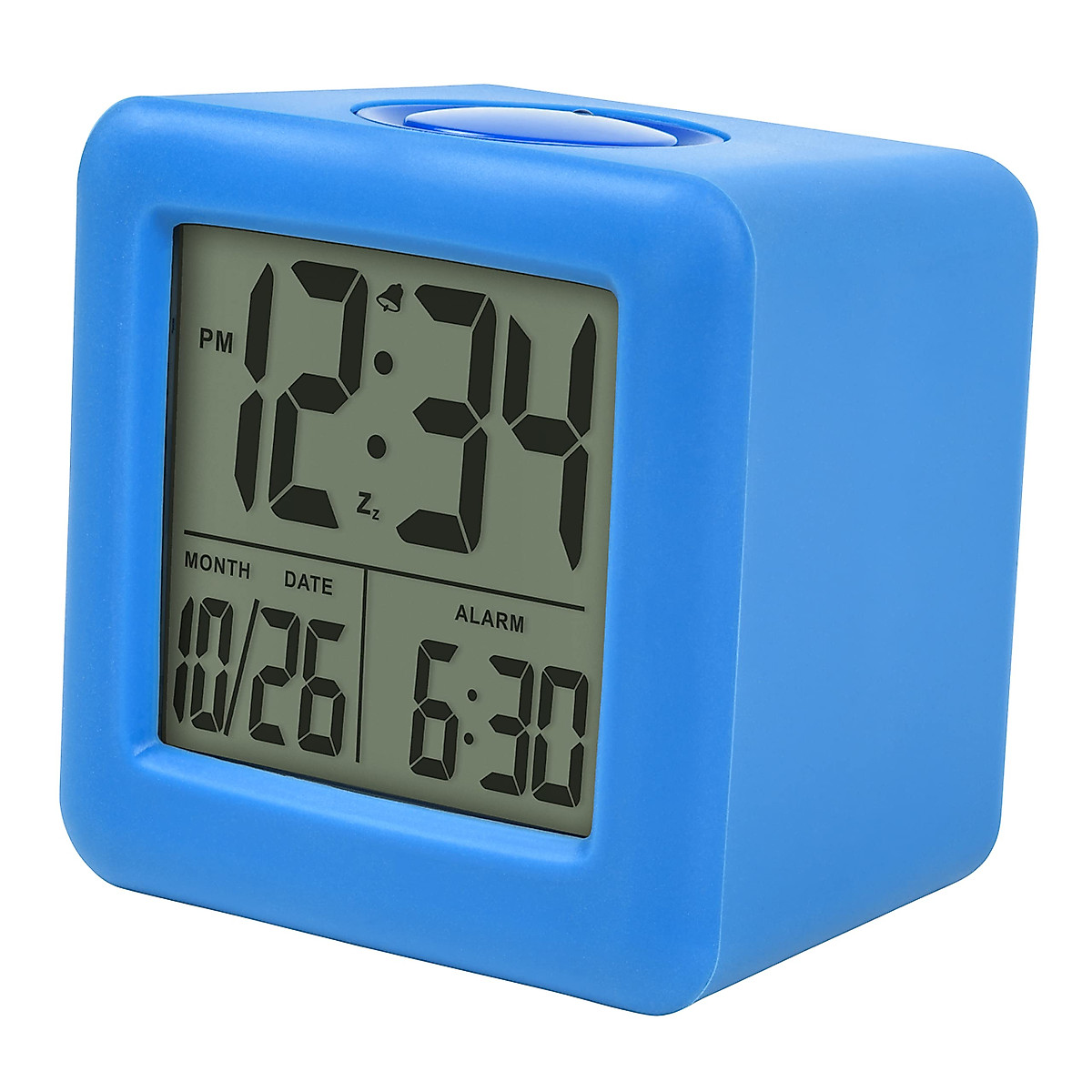 Equity 73005 Blue Soft Cube LCD Alarm Clock with Smart Light