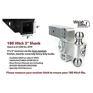 Weigh Safe Adjustable Trailer Hitch Ball Mount - 6" Adjustable Drop Hitch for 3" Receiver - Premium Heavy Duty Aluminum Trailer Tow Hitch w/ Stainless Steel Tow Balls (2" & 2 5/16") - 21,000 GTW