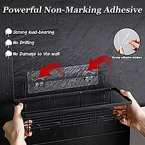 WAYDA 4 Pack Shower-Caddy, Adhesive Shower-Organizer-Shelves, Shower-Shelf-for-Bathroom-Storage,No Drilling Inside-Shower-Rack-with-Soap-Holder (Black)