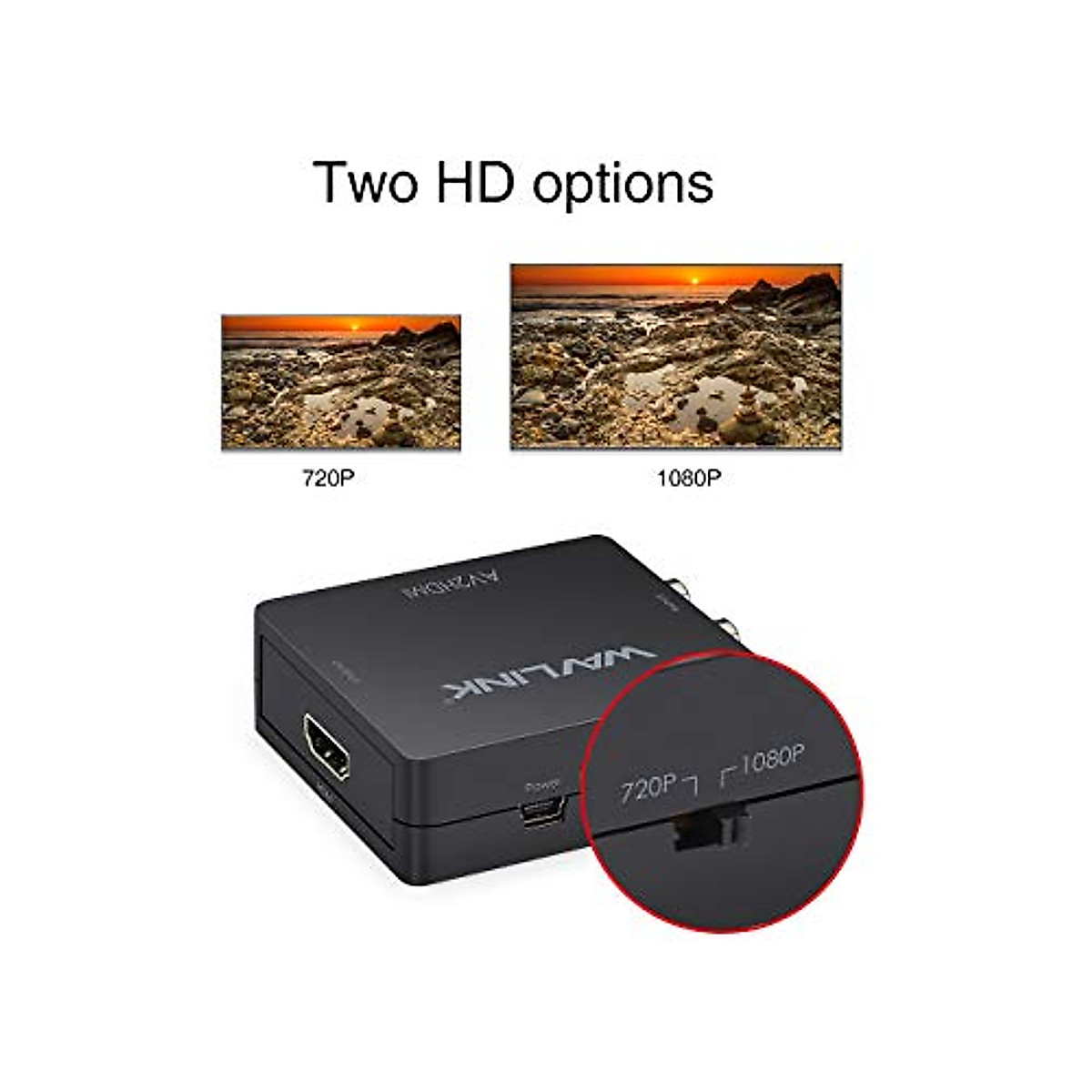 WAVLINK RCA to HDMI Converter, 1080p 3RCA to HDMI CVBS AV Composite Video Audio Adapter with USB Charge Cable Support 1080P for PC Laptop Mini Xbox PS4 PS3 TV STB VHS VCR Camera DVD