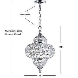 JONATHAN Y JYL6111A Juliette 12" Crystal/Metal LED Chandelier Pendant Chandelier Pendant Glam Contemporary Transitional Dimmable Dining Room Living Room Kitchen Foyer Bedroom Hallway