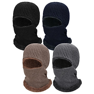 4 Pieces Warm Knitted Balaclava Thermal Fleece Ski Mask Winter Face Mask for Women Men Outdoor Sports Cold Weather, 4 Colors