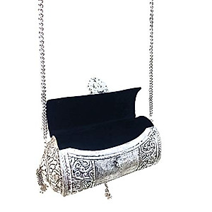 Women Silver Handmade Ethnic gift Brass Metal bag antique bridal clutch