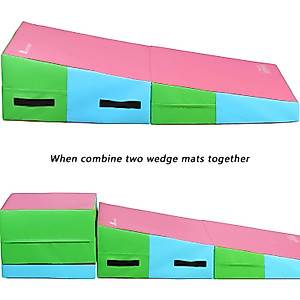 Cheese Mat Incline Wedge Mat 47''x24''x14''/59"x30"x14" Gymnastics Ramp Cheese Slope Mat Skill Shape Tumbling Mat Gym Fitness by M HI-Mat (Red-Green-55''x28''x14'')