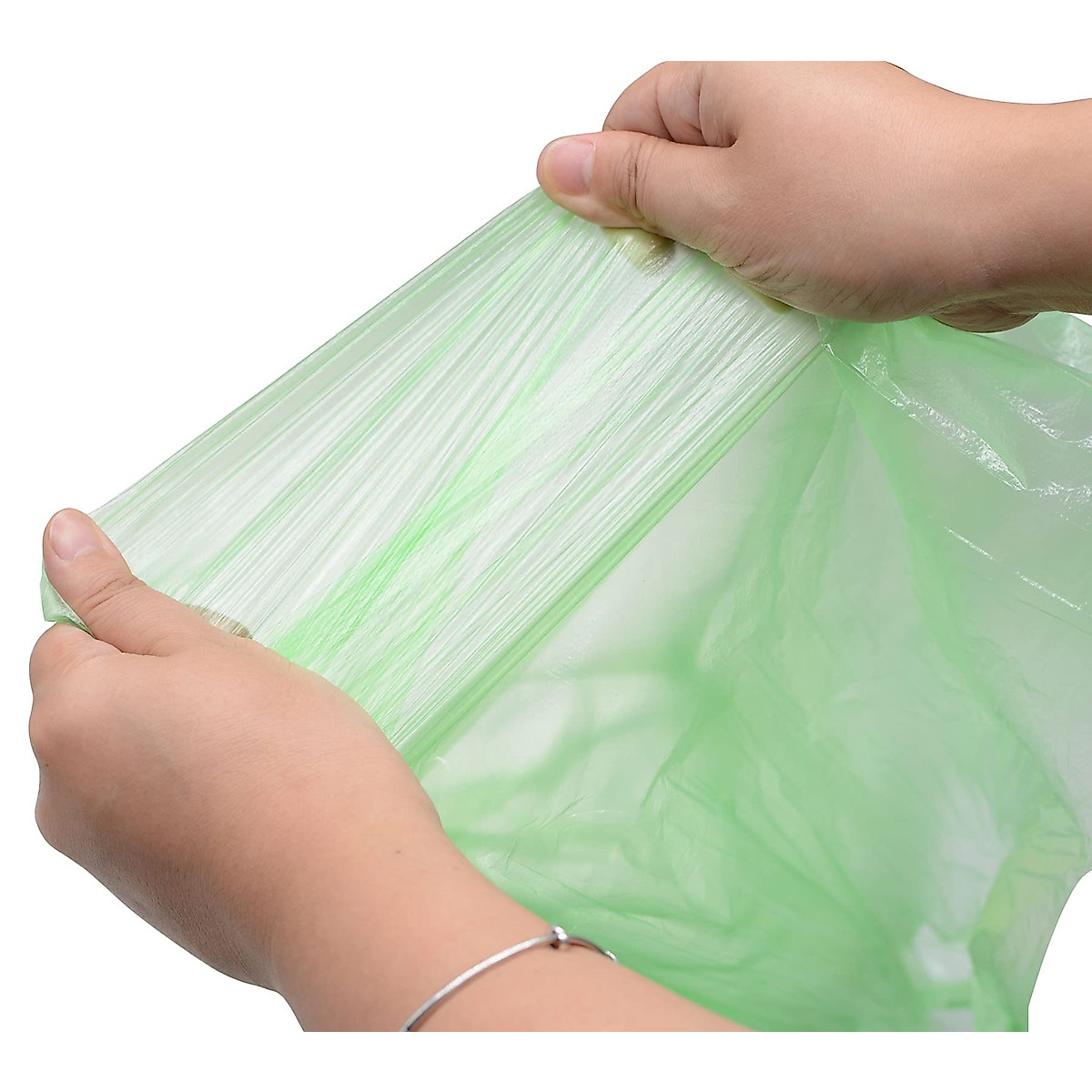 Kitchen Garbage Bags and Green Trash Bag, 100 Counts 4 Gallon 45x60Cm Kitchen Trash Bags with Handles for Bathroom Trash Bags, Small Trash Bags, Contractor Bags (100pcs Green 45x60CM)