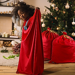 Eccliy 36 x 27 Inch Santa Christmas Gift Bag Red Velvet Santa Present Sack Bag with Drawstring Treat Bag for Xmas Party Favor Supplies Holiday Party Supply Wrapping (3)