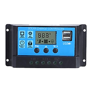 Solar Panel Regulator, Double USB with Digital Display Solar Charge Controller, for Home Yard Commercial Outdoor