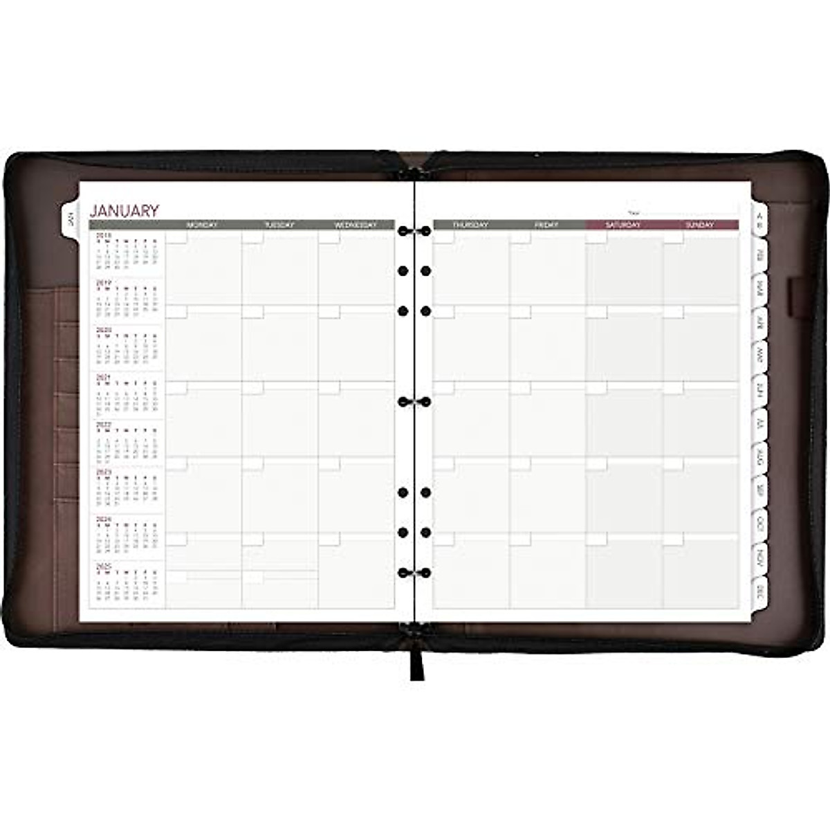 AT-A-GLANCE Day Runner Undated Harrison Leather Day Planner, 8-1/2-x-11-inch (307-0304), Brown