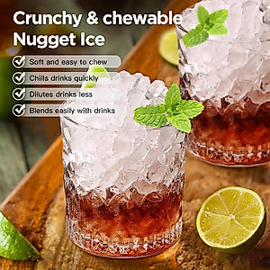 SYCEES Nugget Ice Maker for Countertop, 33lbs/24h, Sonic Ice Ready in 10 Mins, 5lbs Ice Storage, Self-Cleaning Function, Touch Control, Stainless Steel Pellet Ice Machine for Home Kitchen, Bar, Office