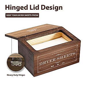 Dryer Sheet Holder for Laundry Room | Wooden Box Dryer Sheet Dispenser | Farmhouse Laundry Room Decor Accessories | Dryer Sheet Container with Lid | Laundry Room Organization Storage Container (Brown) | Laundry Softener Dispenser Sheets