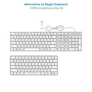 Aluminum USB Wired Keyboard with Numeric Keypad for Apple Mac Pro, Mini Mac, iMac, iMac Pro, MacBook Pro/Air