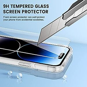 Maxdara [3 in 1 for iPhone 14 Pro Max Case, Clear iPhone 14 Pro Max Case with Front Screen Protector and Camera Lens Protector Drop Protection Case for iPhone 14 Pro Max 6.7 Inch(Clear+Clear)