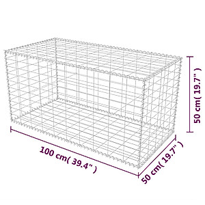 GOLINPEILO Galvanized Steel Fence Panel Outdoor Privacy Fence Screen Gabion Basket for Retaining Wall Block Gabion Cages Outdoor Decorative Fences Fencing for Garden,Yard, 39.4"x19.7"x19.7"