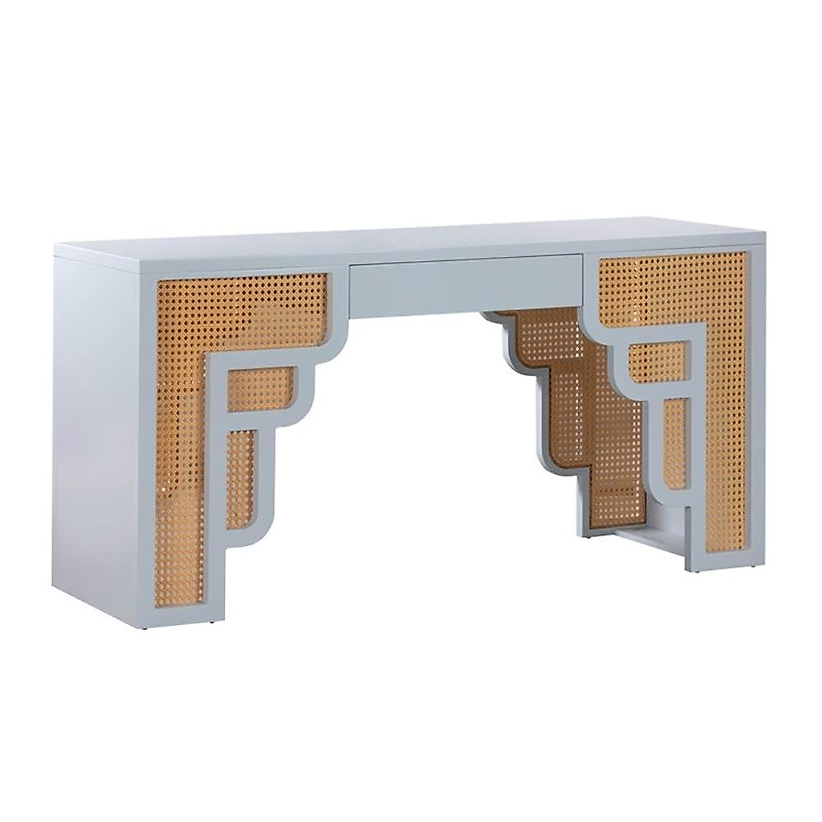 TOV Furniture Suzie Pastel Blue & Rattan Desk