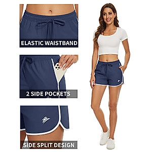 TACVASEN Women's Quick Dry Shorts Hiking Athletic Outdoor Tennis Golf Shorts Breathable Lightweight Travel Shorts Stretch Dark Blue L