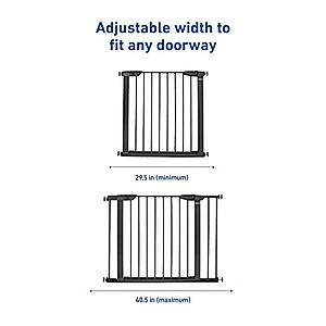 Graco BabySteps Walk-Thru Metal Safety Gate (Gray) - Pressure-Mounted Baby Gate for Doorway, Expands from 29.5-40.5 Inches, 29.5 Inches Tall, Includes 3 Extensions, Perfect for Children, Pet-Friendly