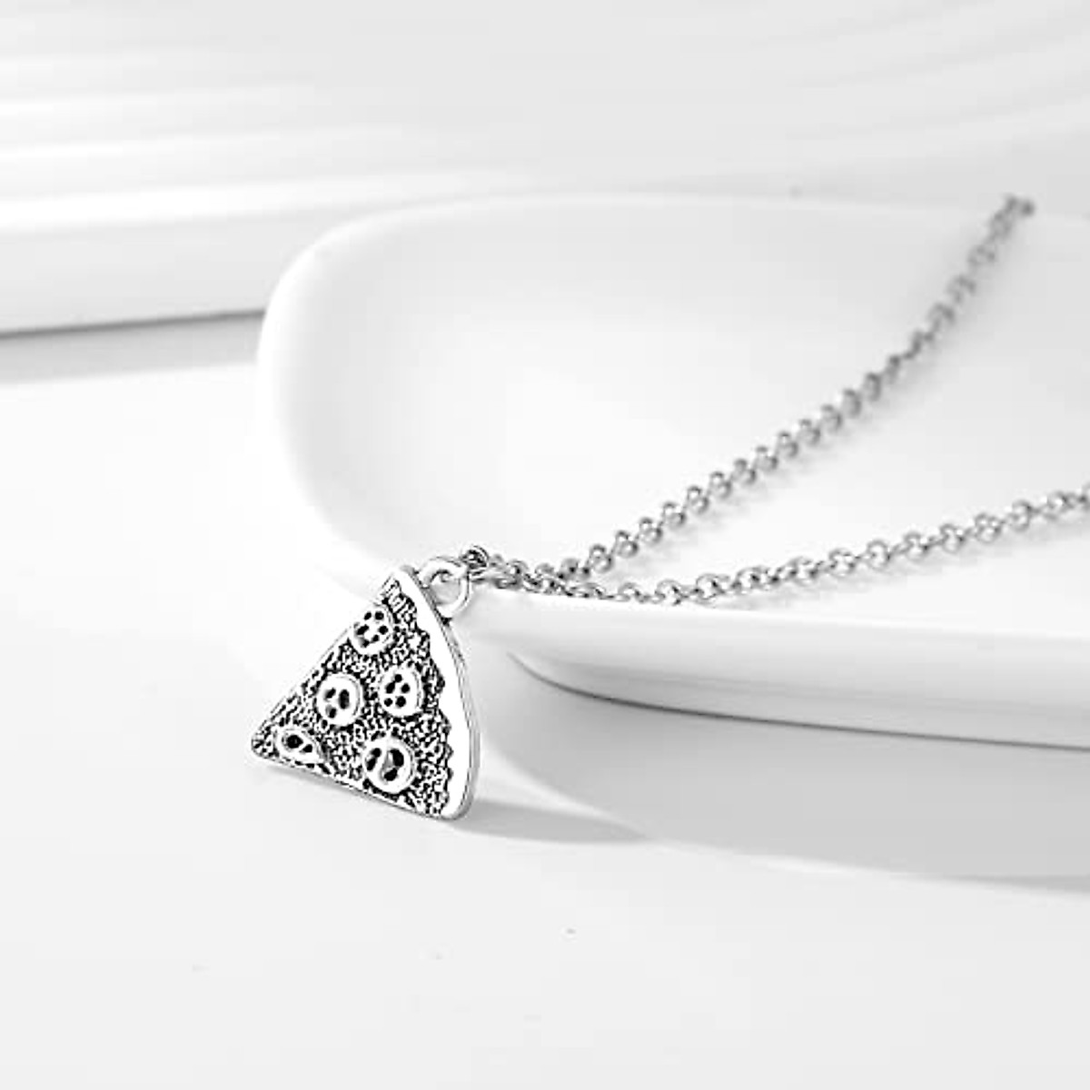 MJartoria Best Friend Necklaces, Pizza BFF Necklaces for 2 Antique Silver Color Pizza Slice Friendship Necklace Set of 6