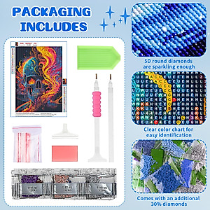 RICUVED Diamond Painting Kits for Adults, Skull Diamond Art Kits Diamond Painting, DIY 5D Full Drill Diamond Art Painting Diamond Gem Dots Art and Crafts for Home Wall Decor Gifts 12x16Inch