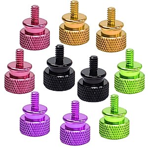 QIANRENON 10 PCS M3.5 * 6.5mm Colored PC Case Thumb Screws 6#-32 Colored Aluminum Alloy Knurled ComputerThumb Screws for PC Cover Power Supply PCI Slots Hard Drives