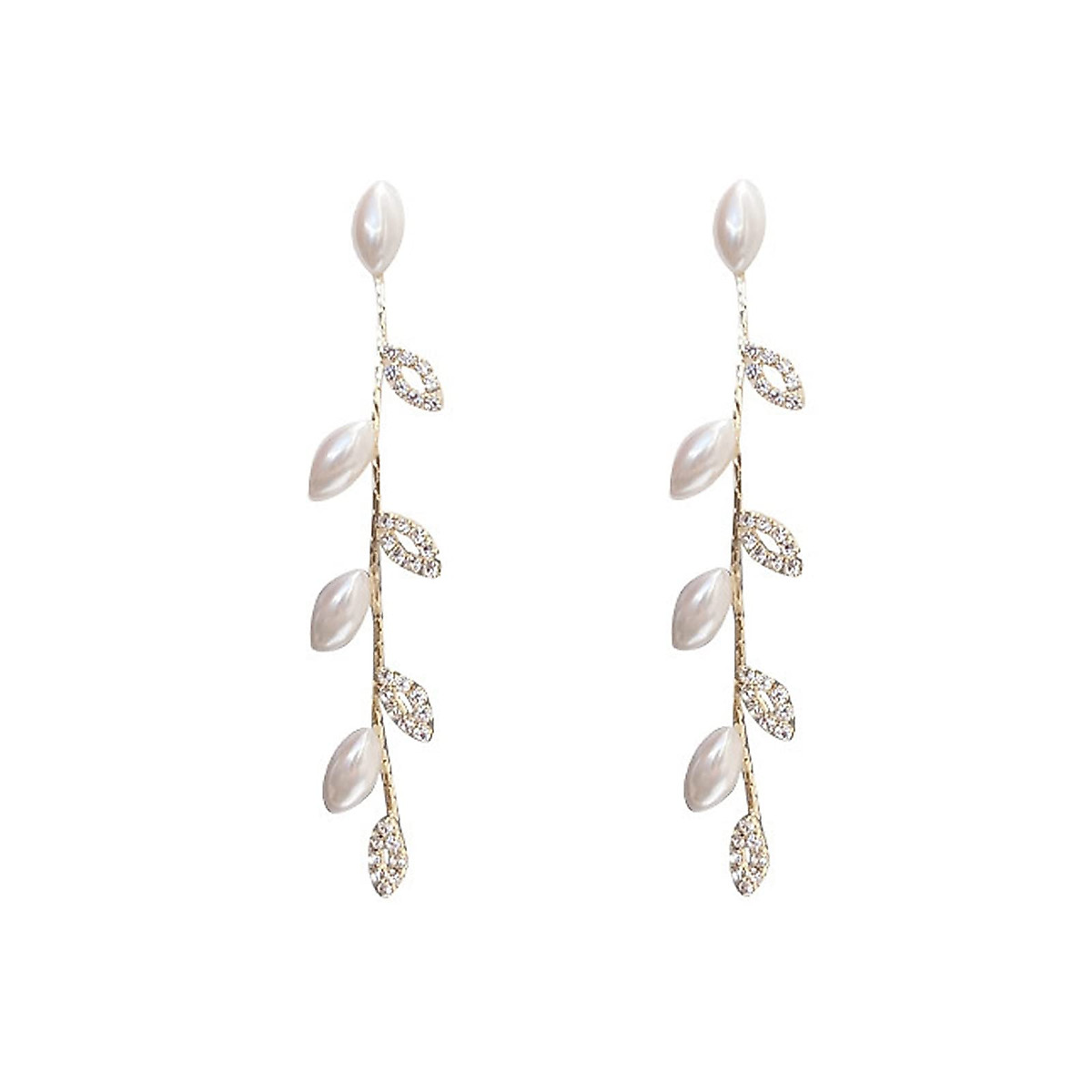 Wedding Earrings for Brides、Bridal Bridesmaid Silver Earrings for Wedding Crystal Cubic Zirconia Bridal Drop Earrings for Women Prom Pearl earring