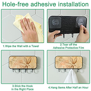 Personalized Adhesive Hooks Towel Hooks Wall Hooks for Kitchen Bathroom Natural Birds & Dragonfly