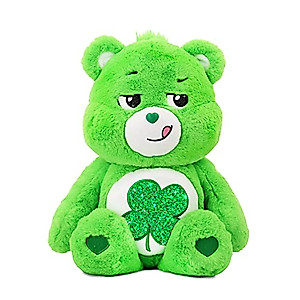 Care Bears 18" Plush - Good Luck Bear with Glitter Belly Badge - Soft Huggable Material!