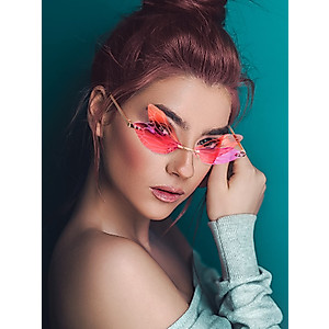 7 Pieces Dragonfly Sunglasses Fairy Glasses Butterfly Glasses Rimless Sunglasses for Women Men