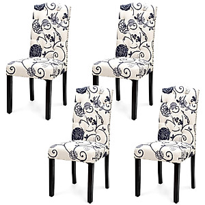 Giantex Dining Chairs Set of 4, Tufted Fabric Dining Room Chairs withe Nailedhead, Parsons Chairs with Padded Seat, Tall Backrest, Modern Upholstered Armless Dining Chairs for Kitchen, Dining Room