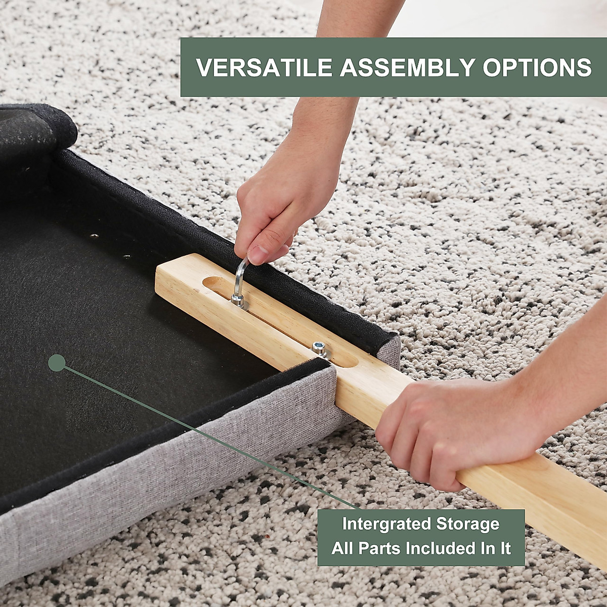 Kingfun Headboards for King Size Bed in Modern Button Design, Premium Linen Fabric Upholstered Tufted Bed Headboard, Adjustable Solid Wood Head Board, Grey