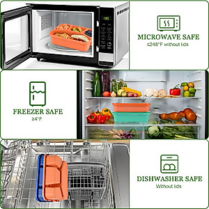 BIEOFFEI 4 Pack Bento Box Lunch Boxes for Adults, 4 Compartment Meal Prep Containers with Lids, Reusable Bento Box Snack Containers for Work, Travel, Picnic, Microwave & Dishwasher Safe