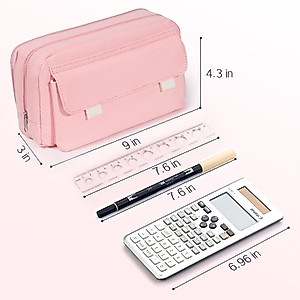 Sooez Large Capacity Pencil Case Pouch, Big Pencil Pouch Bag Box Organizer with 3 Compartment, Portable Pencil Bag Wide Opening, Aesthetic Pen Case, Pencil Cases for Girl Adult School College Supply