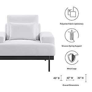 Modway Proximity Modern Fabric Upholstered Accent Armchair in White