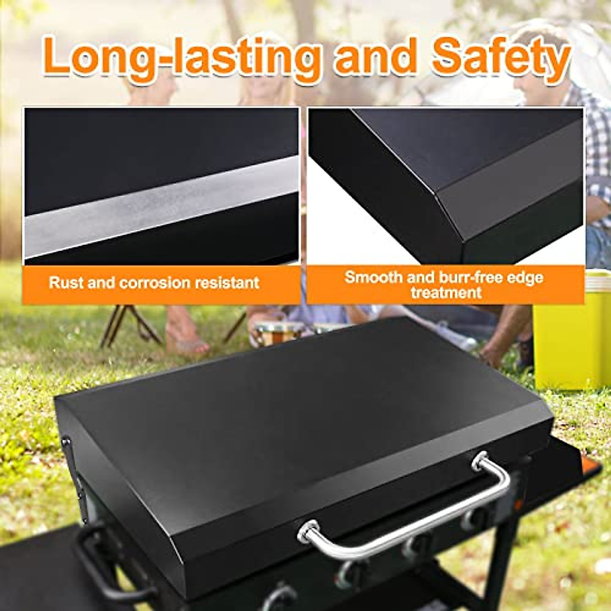 Grisun Hinged Lid for Blackstone 36 inch Griddle, Heat Resistant Powder-coated Steel Griddle Lid for Blackstone 1554,1565,1560,1818,1825,1836,1841,1863,1866,1984,2122, Handle for Easy Lift