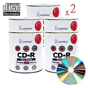 Smart Buy Shiny Silver Top CD-R 1000-Pack 700mb 52x Blank Recordable Discs, 1000 Disc, 1000pk