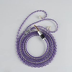 ivipQ 8 Strands of Silver-Plated Earphone Upgrade Cable MMCX/ 2Pin/QDC/TFZ/2.5mm-4.4mm earplug Audio Cable to Improve Sound Quality Earphone Cable. (2PIN, 4.4mm, Silver Purple)