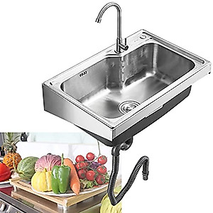 Wall mount utility sink,stainless steel wall-mounted commercial large sink,free standing utility sink、Stainless Steel Utility Sink Commercial Single Bowl Sink,for Laundry/Backyard/Garage ( Size : 15*1