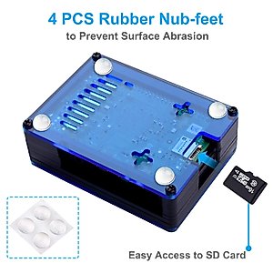 Miuzei Raspberry Pi 4 Case with Fan Cooling , 4 Pcs Aluminum Heat Sinks , Case for Raspberry Pi 4 Model B -Black/Blue (Pi 4 Board Not Included)