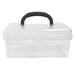 MagDurnus Gray Empty First Aid Storage Box, Multipurpose Tackle Box, Plastic Sewing Box, Crafts Supplies Organizer Case with Handle (pb01)
