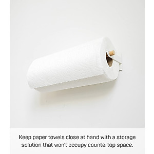 YAMAZAKI Hanger Home Magnetic Paper Kitchen Storage | Steel + Wood | Small | Towel Holder, White