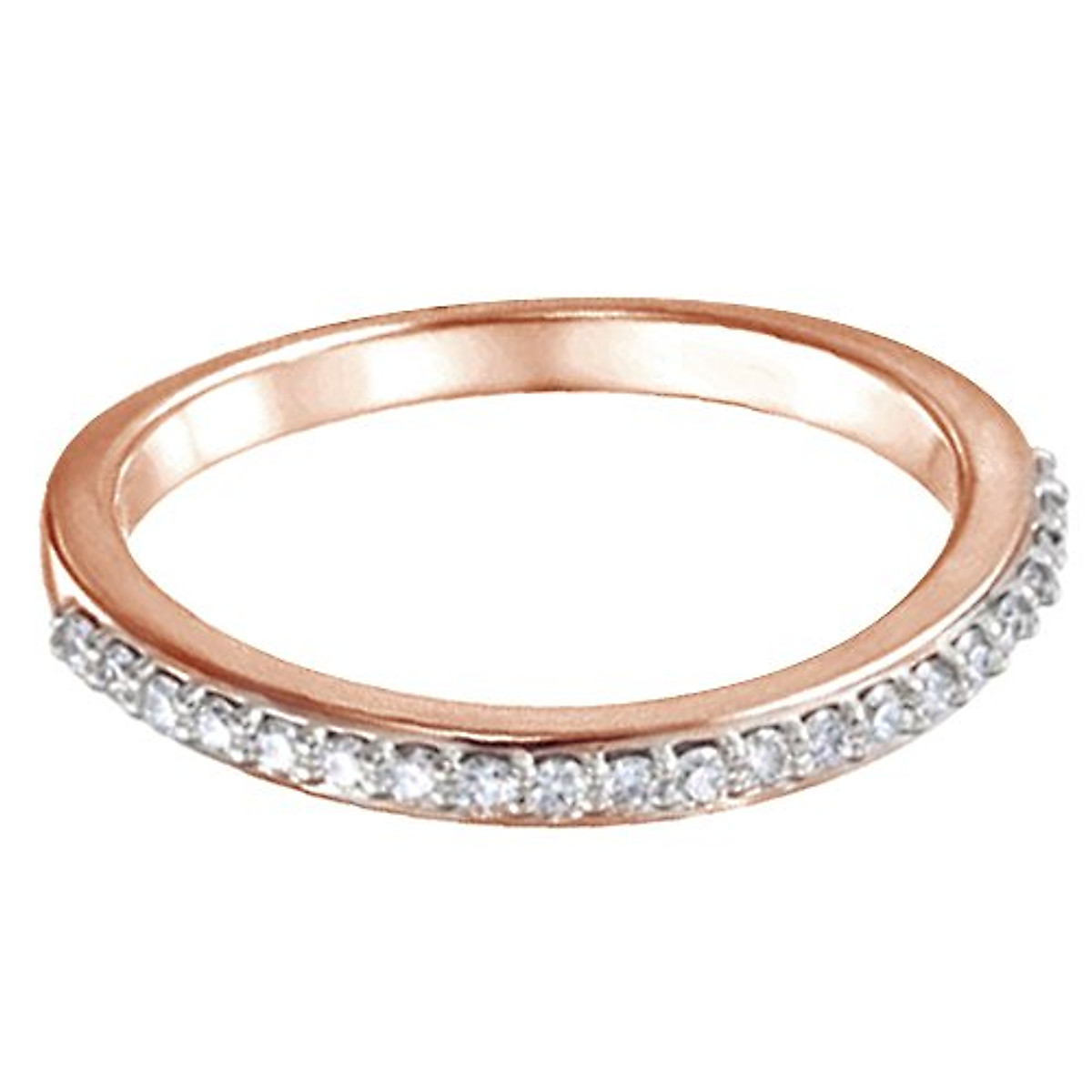 Round Shape White Diamond Engagement Wedding Band Ring 14K Solid Rose Gold (0.2 Cttw),Ring Size-10