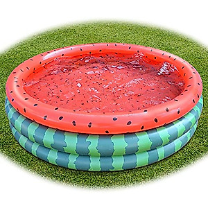 Inflatable Paddling Pool, 47" x 12" Kiddie Swimming Pool with Wide Sides, 3-Ring Watermelon Bathing Pool for Kids Splashing Fun Outside, Garden, Backyard Play