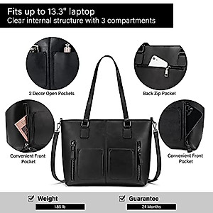 LOVEVOOK Large Shoulder Bag for Women Faux Leather Purse Work Bags with Multi-Pockets Designer Tote Handbag, Black