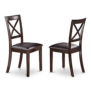 East West Furniture WHI-W Dining Chairs, Faux Leather Upholstered Seat, Boc-cap-lc