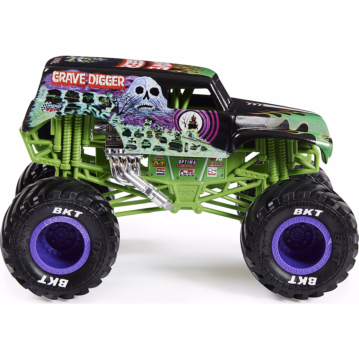 Monster Jam Official Grave Digger Monster Truck - Grave Digger Collector 1:24 Scale Die-Cast Vehicle - Chrome Rims and BKT Tread Tires For Use In All Playsets - Collectible For Fans & Birthday Parties