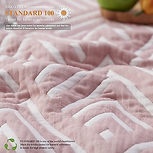 SE SOFTEXLY Muslin Throw Blanket Twin Size, 3-Layer 100% Cotton Blanket, Soft Blanket for Bed, Couch, Car, Lightweight Cooling Blanket Farmhouse and Home Decor (Tassels Pink,60X80)