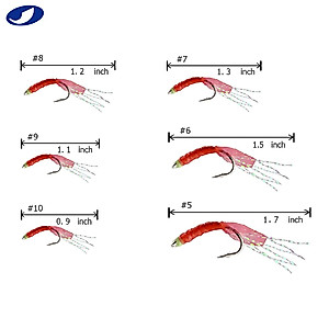 OCEAN CAT 6 Hooks/Set Fishing Rigs Red Rubber Rainbow Silk Fishing lure with Carbon Steel String Hooks Glow Beads Fishing Baits Tackle for Saltwater Freshwater Fishing (#10, 10 Packs)